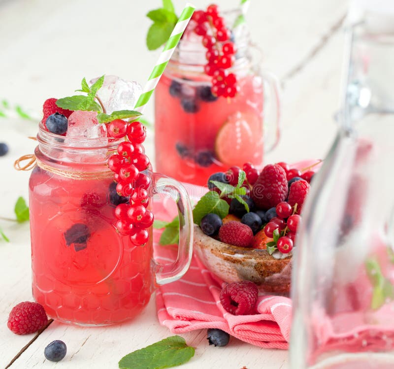 Summer Berry Drink. Lemonade with Raspberry and Blackberry with Stock ...