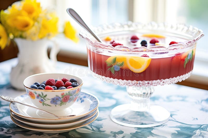 Summer Berry Punch in Punch Bowl with Serving Ladle Stock Photo - Image ...
