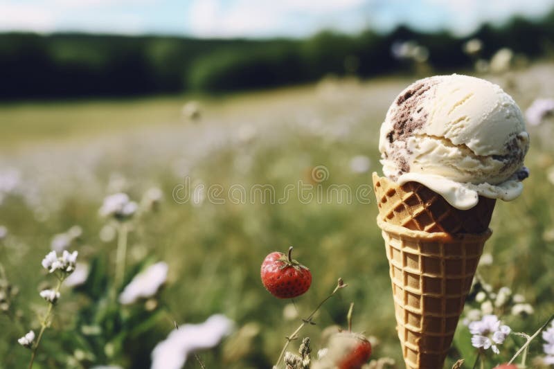 Summer Bliss Ice Cream Cone Stock Illustration Illustration Of