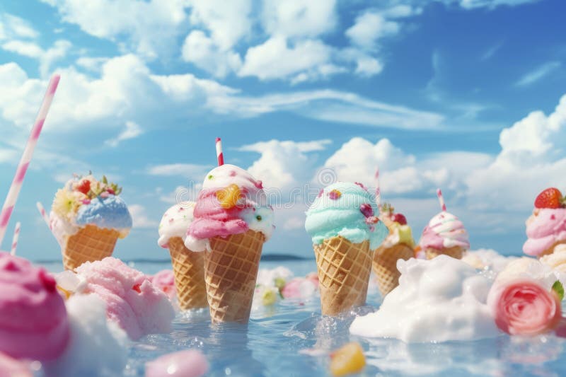 Summer Bliss Ice Cream Cone Stock Illustration Illustration Of Dairy