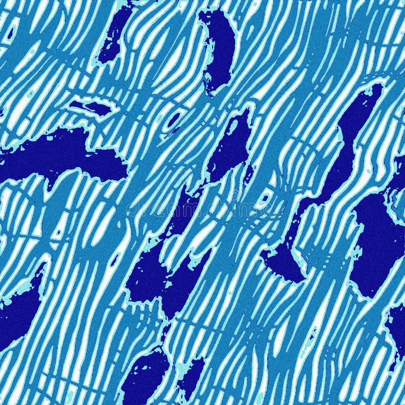 Summer Blue Dyed Wave Water Pattern with Broken Linear Stripe Effect ...