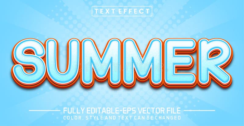 Summer Blue Font Text Effect Editable Stock Illustration - Illustration ...