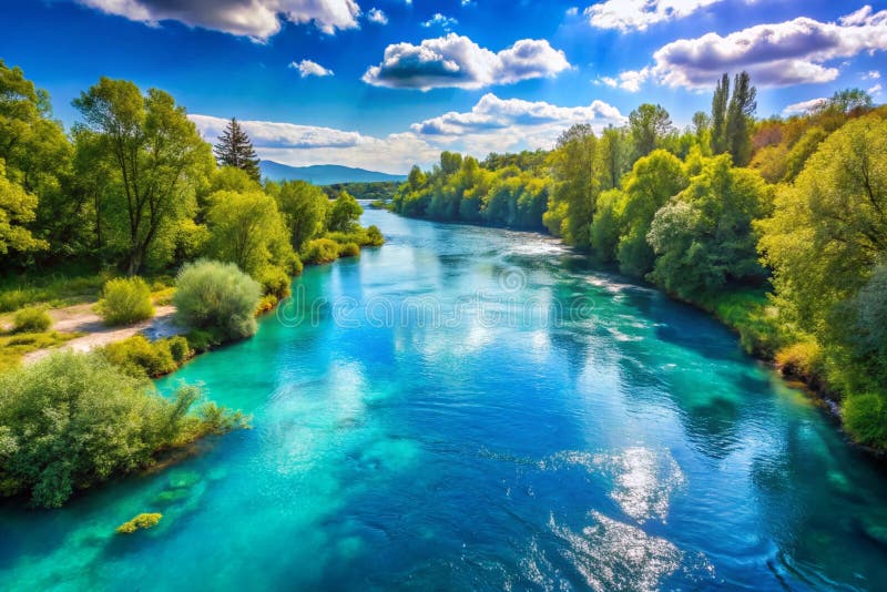 Summer Blue River stock illustration. Illustration of scenic - 360009006