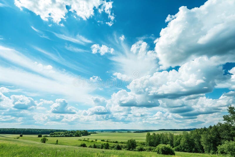 Summer Blue Sky with Gradient Cloud Background Stock Illustration ...