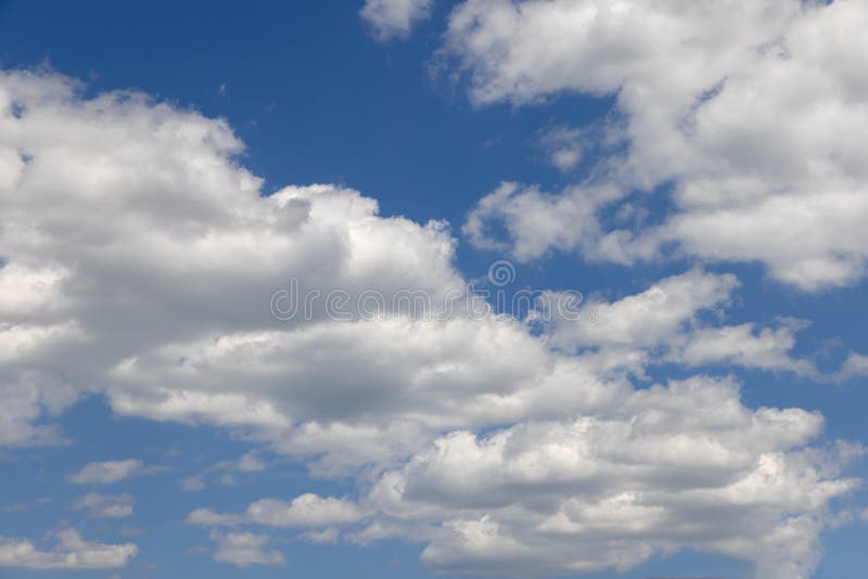 Summer Blue Sky of Various Shades and White Fluffy Light Cumulus Clouds ...