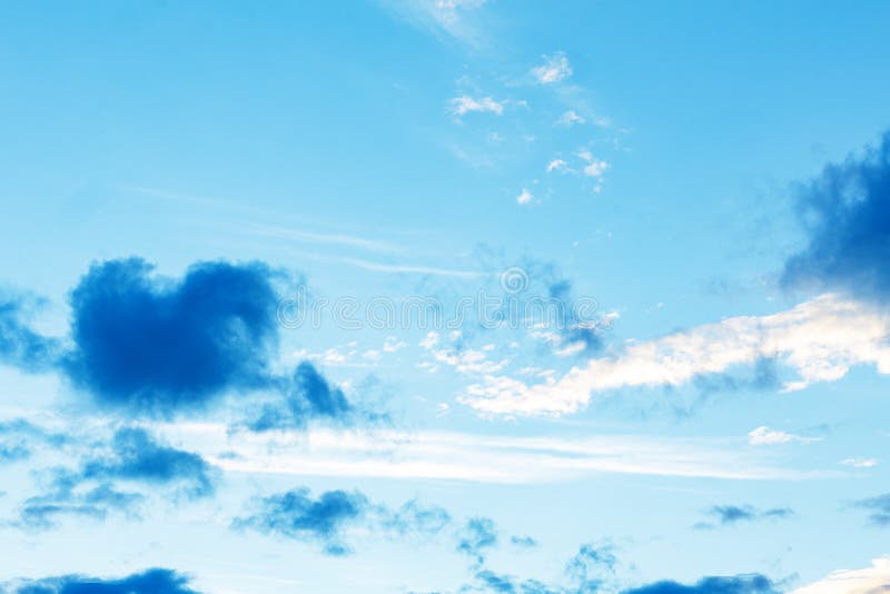 Summer Blue Sky with White Beauty Clouds in Sunset Stock Image - Image ...