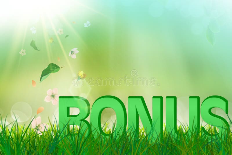 Summer Bonus in Green Grass and Flowers Falling Stock Illustration ...