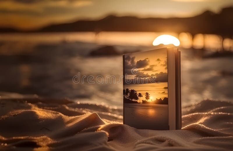 Summer Book on the Beach at Sunset: Summer Reading Theme Stock ...