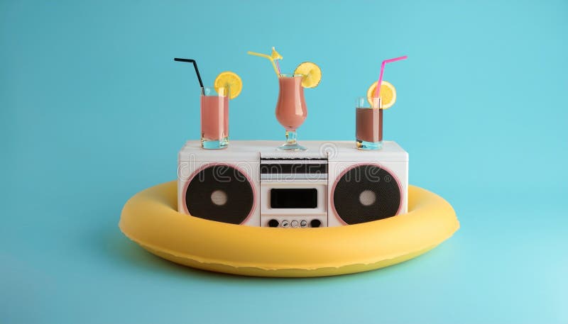 Summer and Boombox: Floating Pool Bar with a Built-in Boombox, Vibrant ...