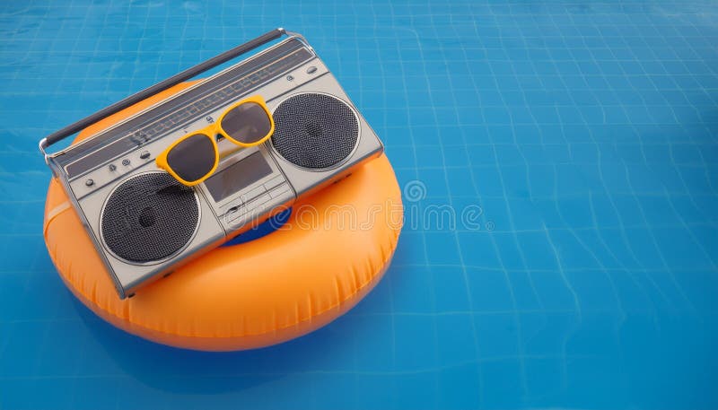 Summer and Boombox: Sunglasses-wearing Boombox, Laying on Inflatable ...