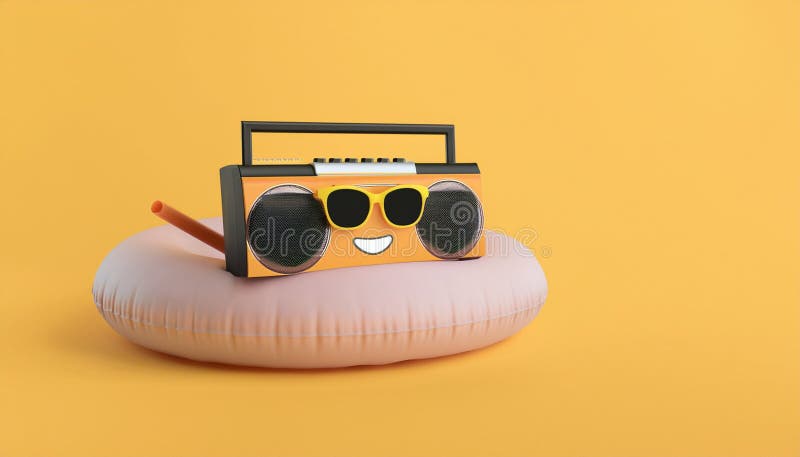 Summer and Boombox: Sunglasses-wearing Boombox, Laying on Inflatable ...