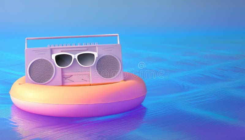 Summer and Boombox: Sunglasses-wearing Boombox, Laying on Inflatable ...