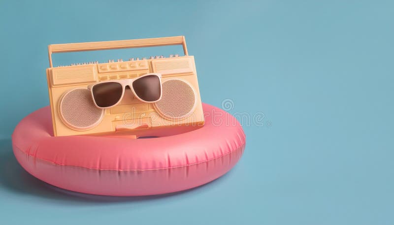 Summer and Boombox: Sunglasses-wearing Boombox, Laying on Inflatable ...