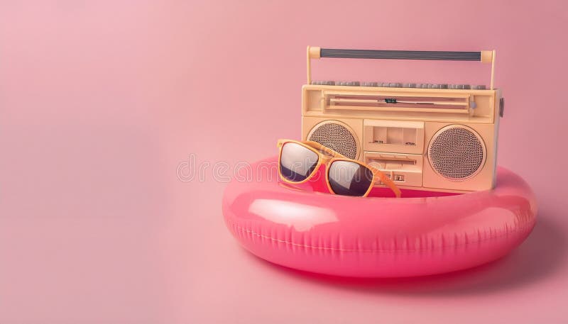 Summer and Boombox: Sunglasses-wearing Boombox, Laying on Inflatable ...