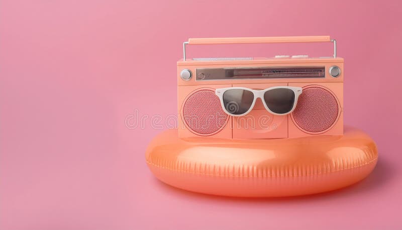 Summer and Boombox: Sunglasses-wearing Boombox, Laying on Inflatable ...
