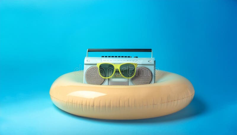 Summer and Boombox: Sunglasses-wearing Boombox, Laying on Inflatable ...