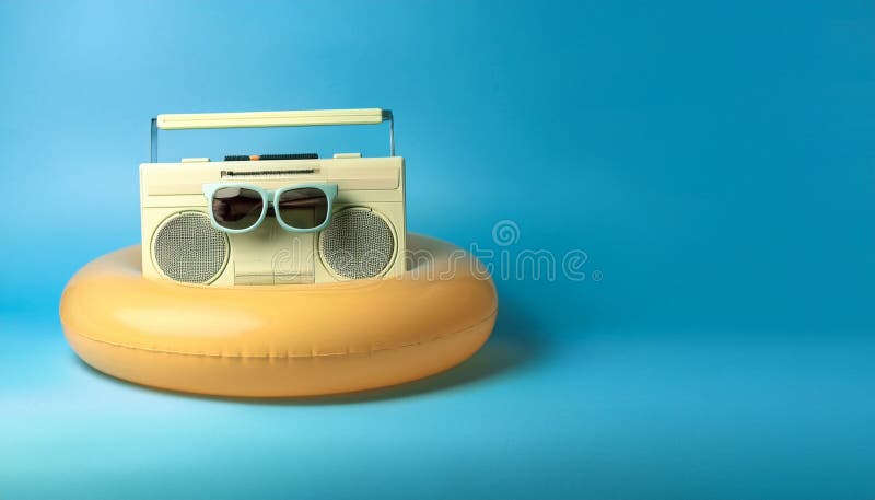 Summer and Boombox: Sunglasses-wearing Boombox, Laying on Inflatable ...