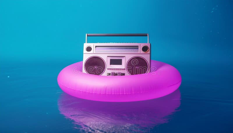 Summer and Boombox: Sunglasses-wearing Boombox, Laying on Inflatable ...