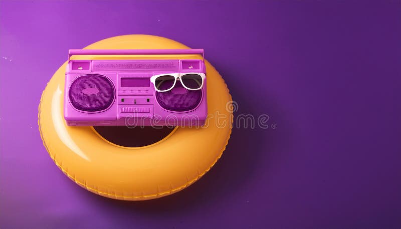 Summer and Boombox: Sunglasses-wearing Boombox, Laying on Inflatable ...