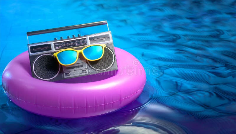 Summer and Boombox: Sunglasses-wearing Boombox, Laying on Inflatable ...