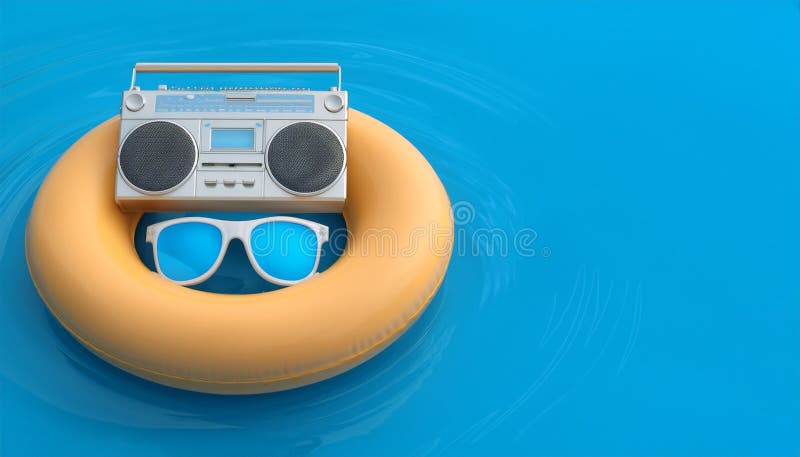 Summer and Boombox: Sunglasses-wearing Boombox, Laying on Inflatable ...