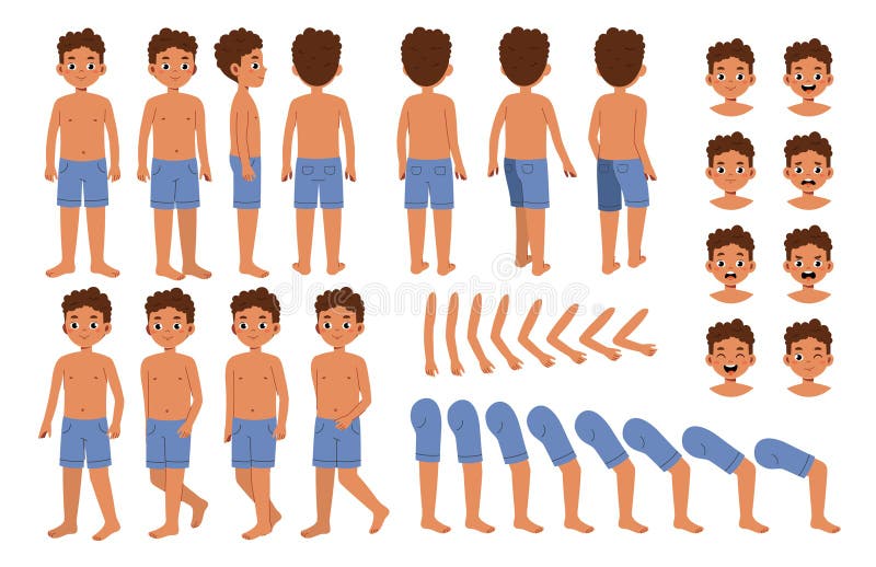 Summer Boy Constructor. Man in Blue Trunks. Pack of Heads, Legs and ...