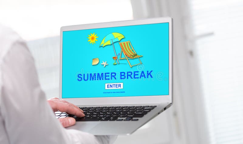 Summer Break Concept on a Laptop Screen Stock Image - Image of business ...