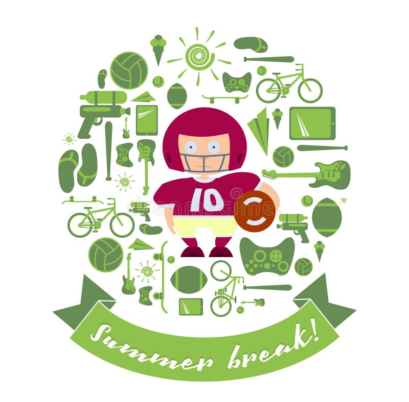 Summer Break Schoolboy in Football Outfit Stock Illustration ...