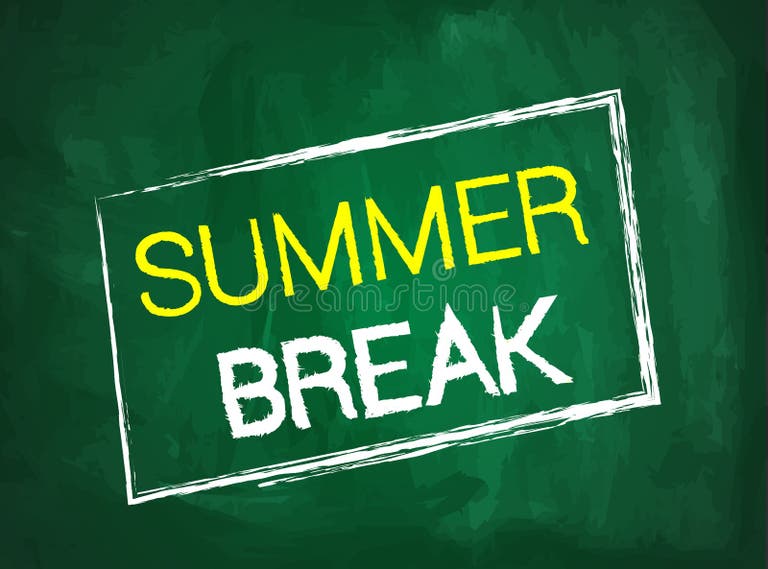 Summer Break Text on Green Blackboard Stock Vector - Illustration of ...