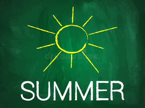 Summer Break Text on Green Blackboard Stock Illustration - Illustration ...
