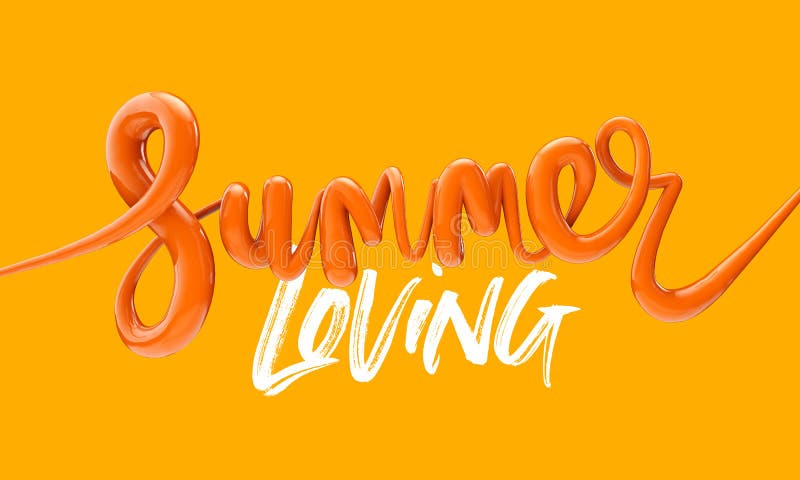 Summer Bright Bubble Script Typography Background 3D Render Stock ...