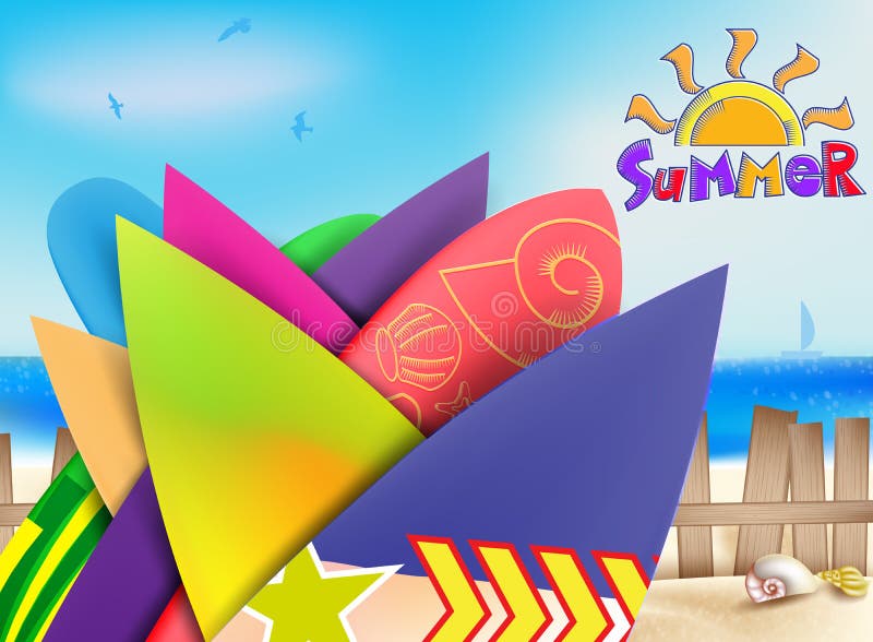 Summer Bright Colorful Beach Background Design with a Decorative ...