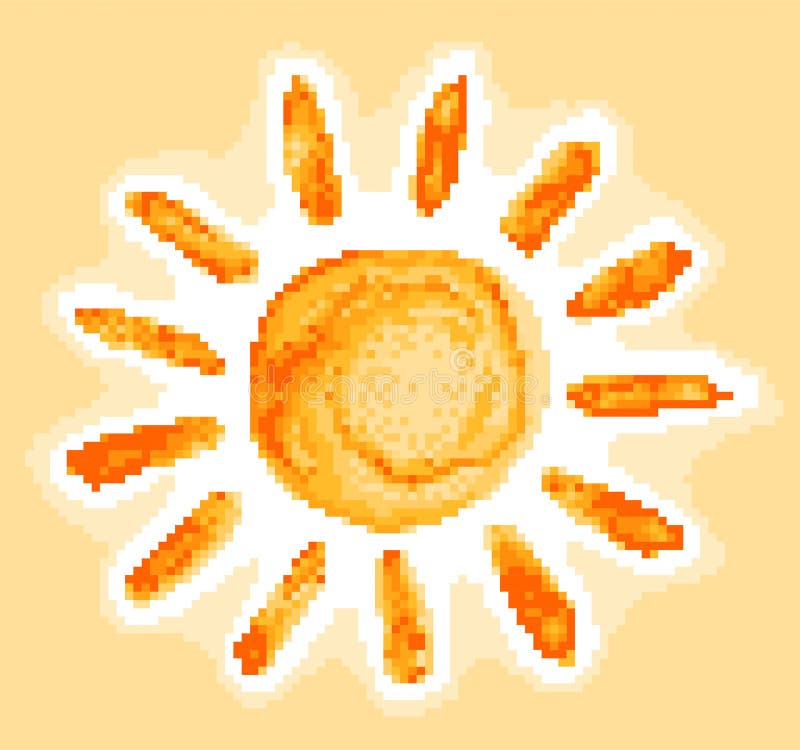 The Summer Bright Pixel Sun. Stock Vector - Illustration of warm ...