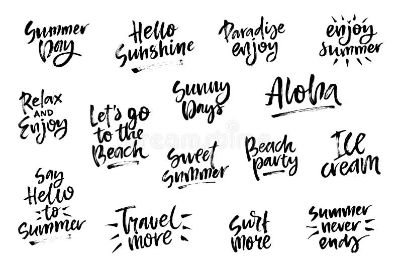 Summer Brush Lettering Composition. Stock Vector - Illustration of ...