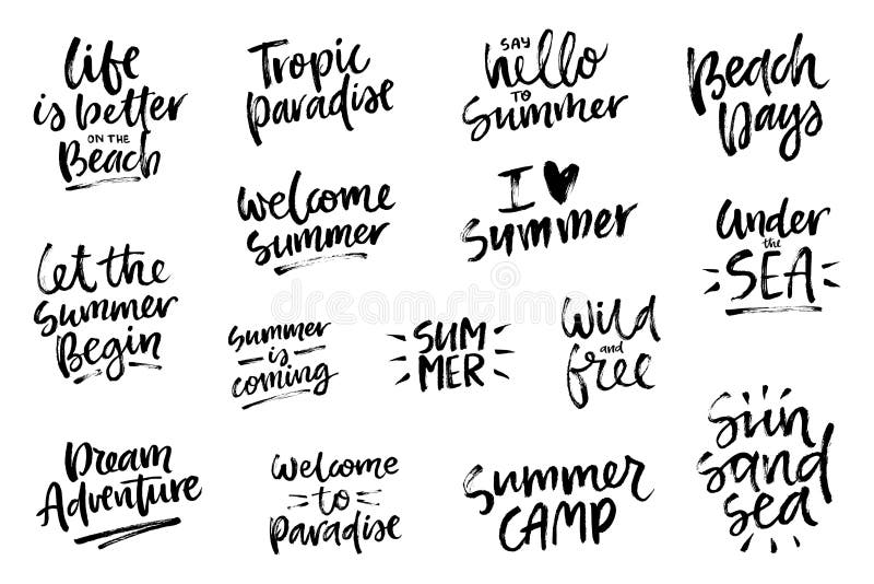 Summer Brush Lettering Composition. Stock Vector - Illustration of ...
