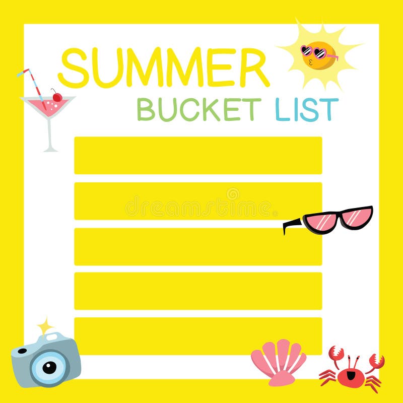 Summer List Printable Template Stock Vector - Illustration of ...
