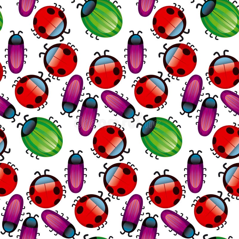 Summer Bugs Cute Seamless Pattern. Stock Vector - Illustration of ...