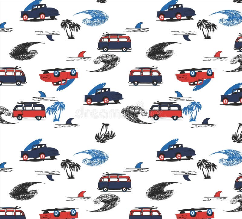 Summer Bus Ride Beach Vector Art Design Stock Vector - Illustration of ...