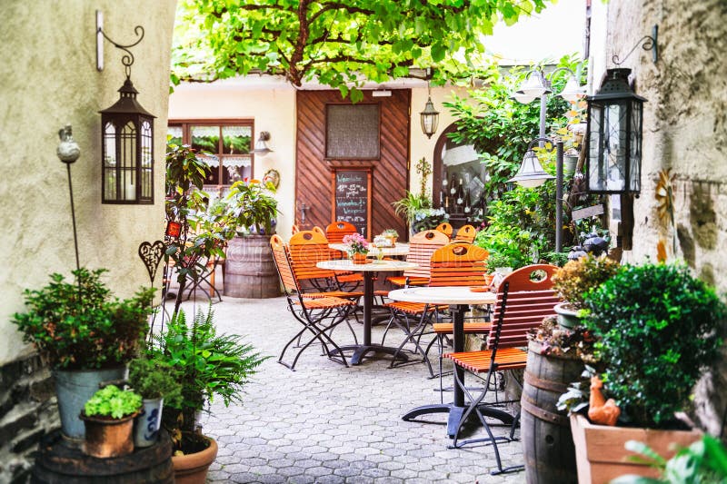 Summer cafe terrace stock photo. Image of garden, flower - 42150610