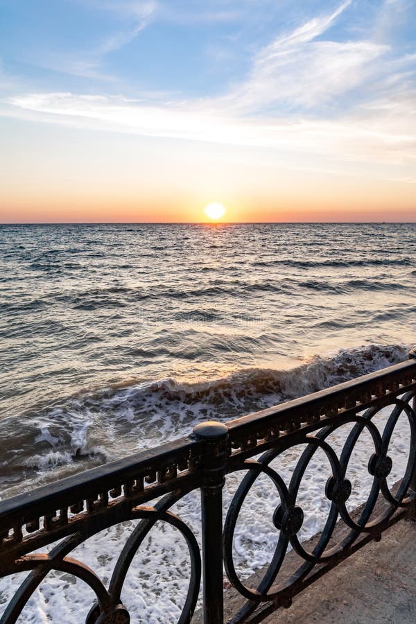 Summer Cafe with a View of the Sea Sunset in Kacha Stock Image - Image ...