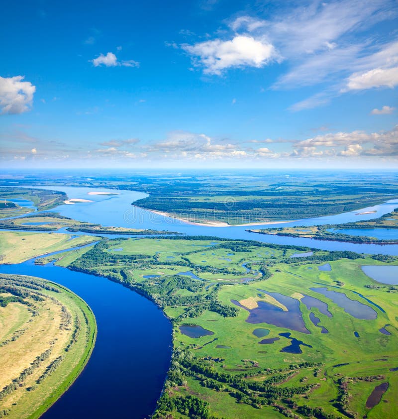 Summer Calm Day on the Plain River Stock Image - Image of beautiful ...