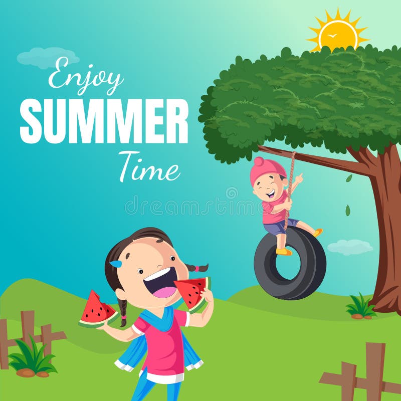 Enjoy Summer Time Banner Design Stock Vector - Illustration of banner ...