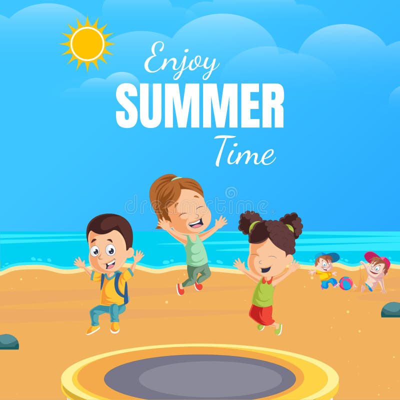 Enjoy Summer Time Banner Design Stock Vector - Illustration of cute ...