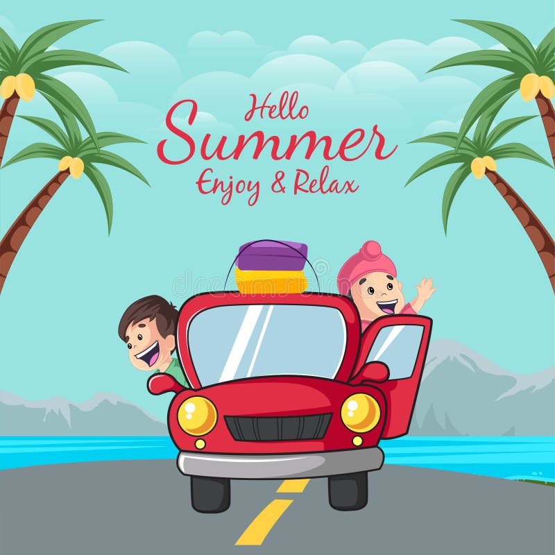 Hello Summer Enjoy and Relax Banner Design Stock Vector - Illustration ...