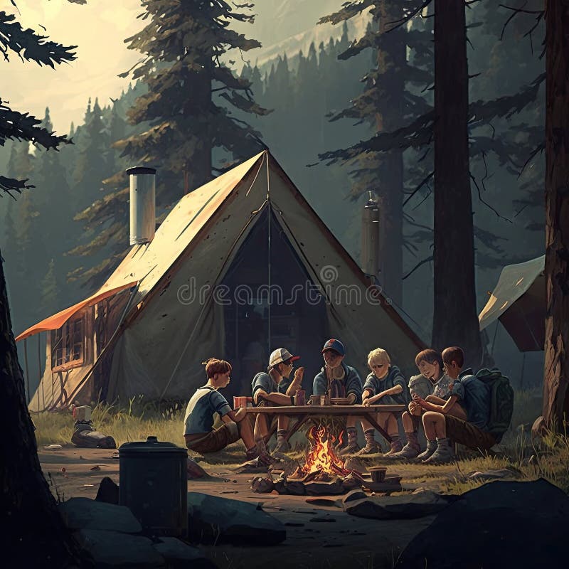 Summer Camp Background. Illustration AI Generative Stock Image - Image ...
