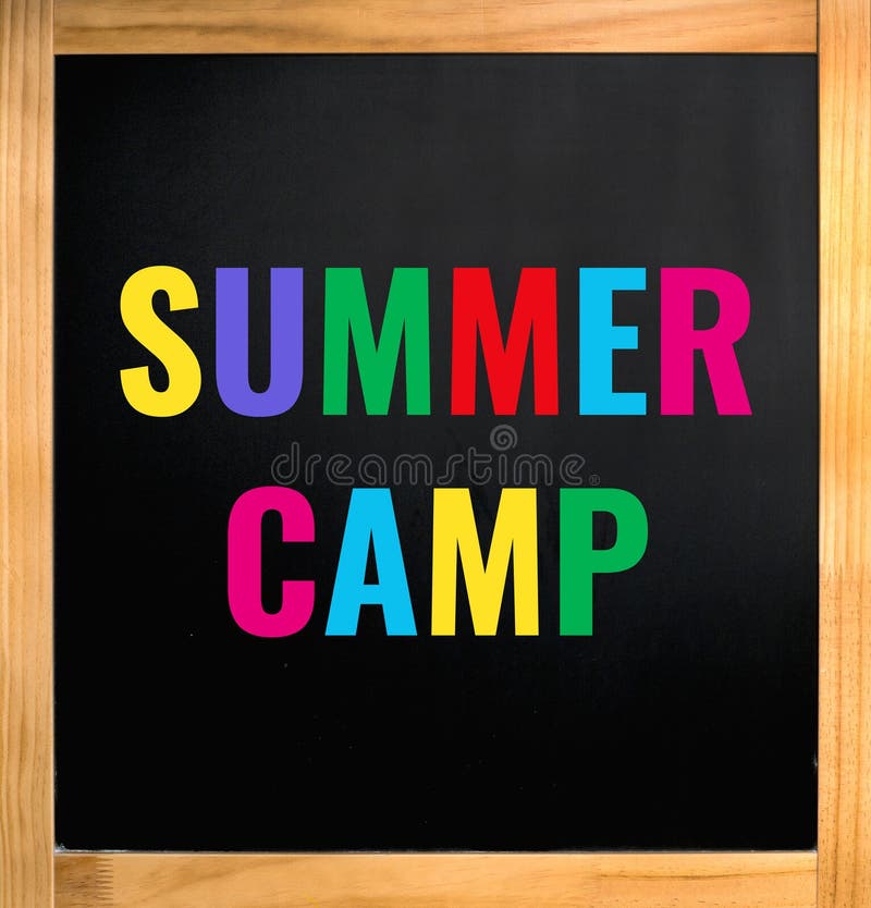 Summer Camp Colorful Text on Blackboard Stock Photo - Image of summer ...
