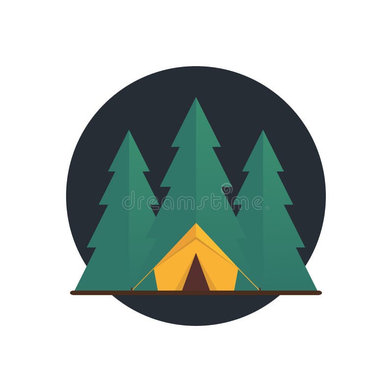 Summer Camp Icon Forest. Vector Flat Illustration. Stock Vector ...