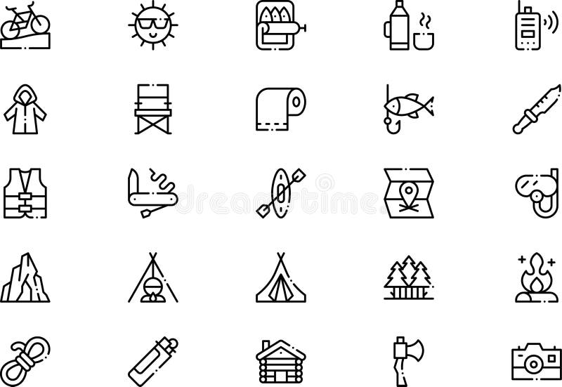 Summer Camp Icons Collection is a Vector Illustration with Editable ...