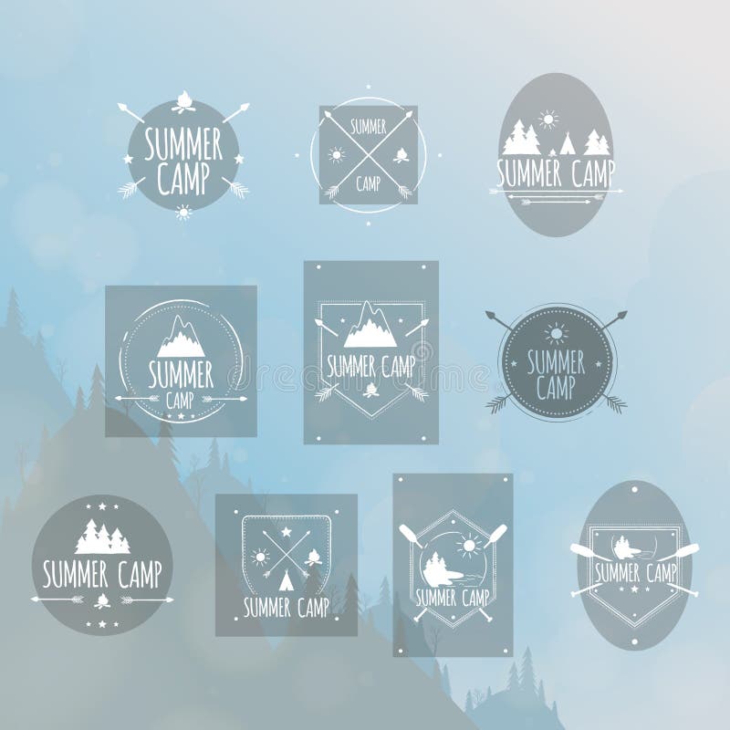 Summer Camp Labels Collection. Vector Illustration Decorative Design ...