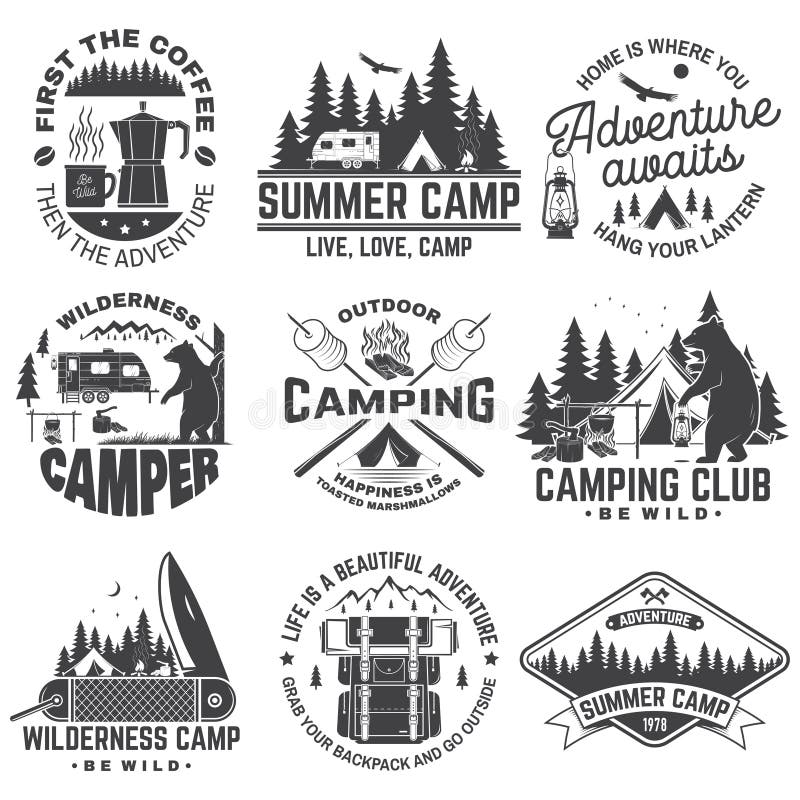 Summer Camp Vector Concept For Shirt Or Patch Print Stamp Vintage
